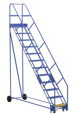 Steel Rolling Warehouse Ladder 50 Degree 12 Perforated 23-9/16 In. Step ...